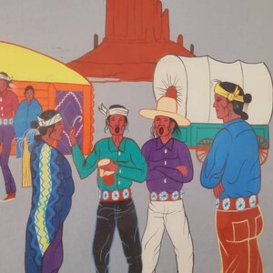 1967 Navajo Painting squaw Dance by Raymond Johnson 'ne Clah He' Native ...