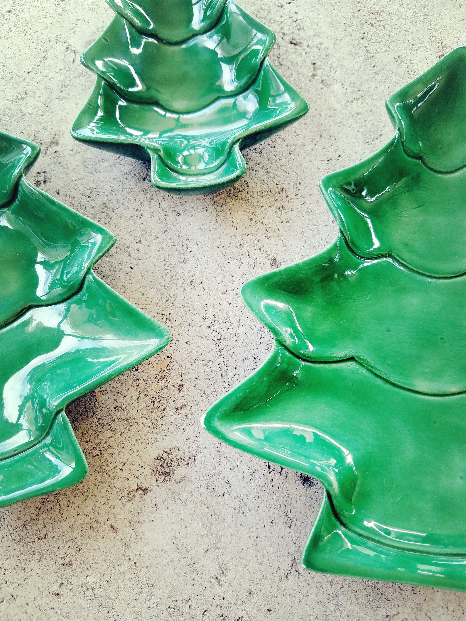 Trio Green Tree Dishes Trays Natural Decor Ceramic Trinket - Etsy
