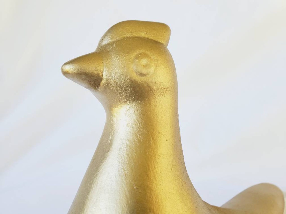 Golden Dove Statue Mid Century Bird Decor Long Tailed Crested - Etsy