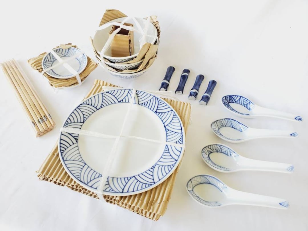 1980s Mandarin China 24 Piece Dinnerware Set for 4 Vintage Asian Design ...