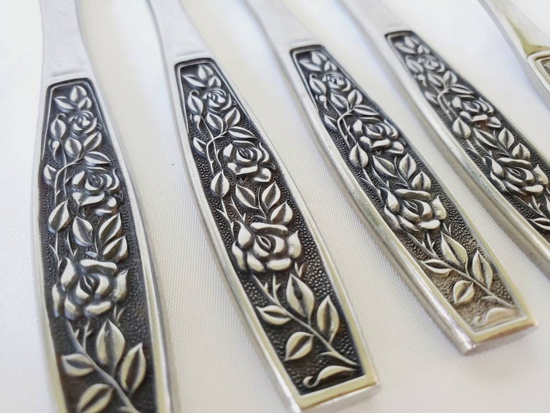 1960s Floral Stainless Steel Flatware, Interpur INR28 Pattern - Etsy