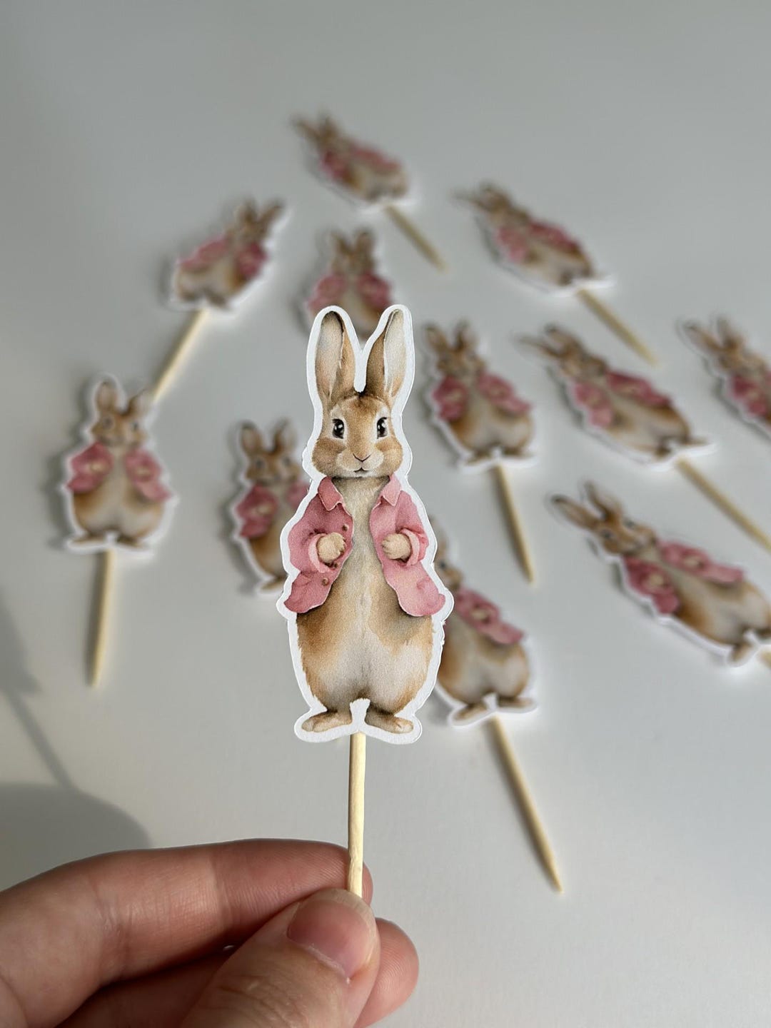 Peter Rabbit Cupcake Toppers, Beatrix Potter Style, Rabbit, Pink ...
