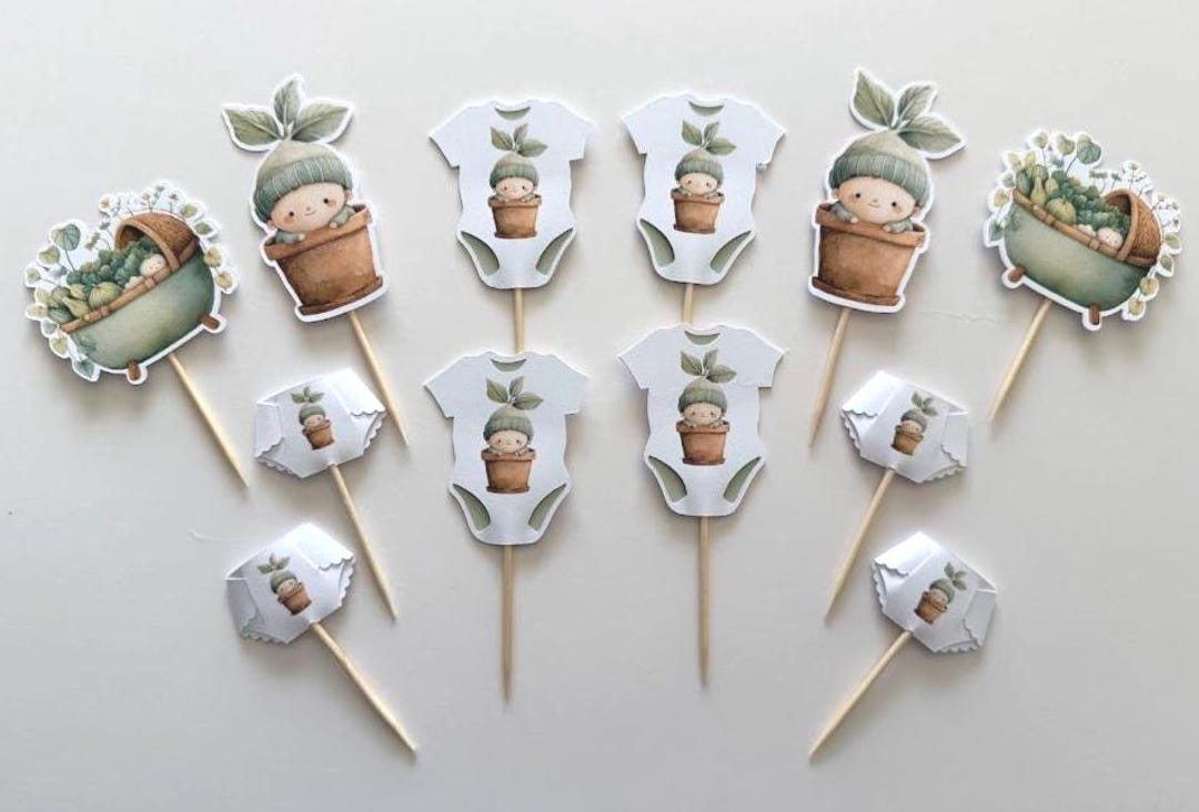 Little Sprout Cupcake Toppers, Locally Grown, Baby Sprout, Grown With ...