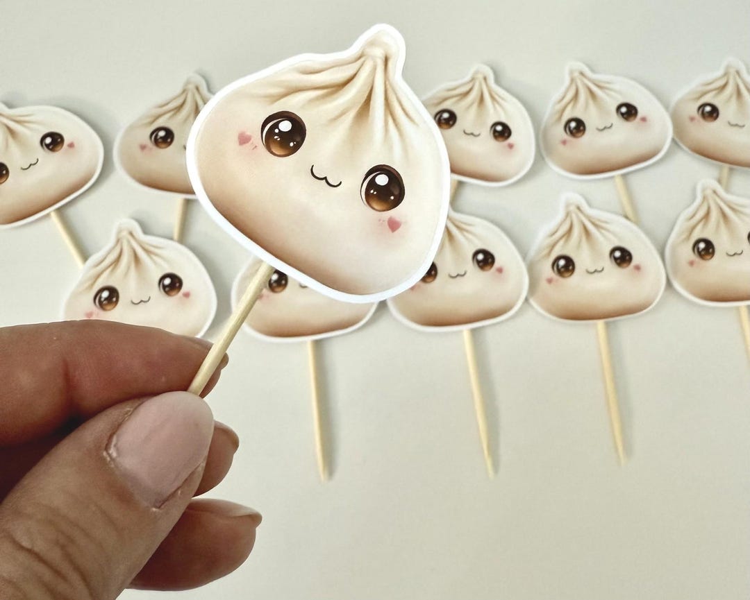 12 Cute Dumpling Cupcake Toppers, Kawaii Dumplings, Little Dumpling ...
