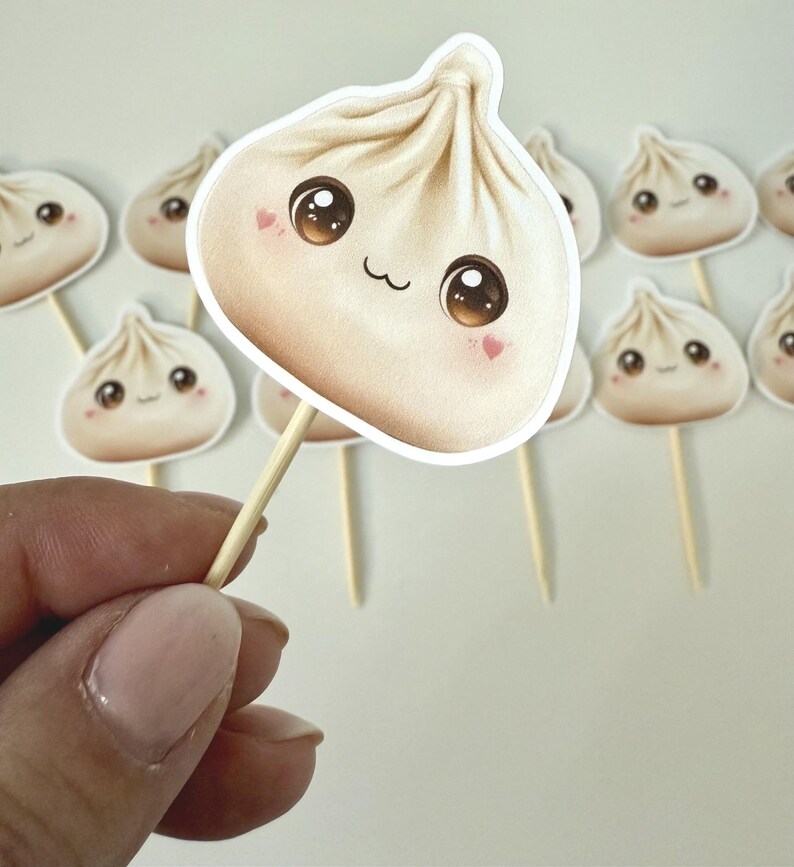 12 Cute Dumpling Cupcake Toppers, Kawaii Dumplings, Little Dumpling ...