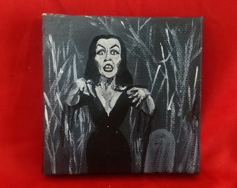 Coffin Shaped Vintage Style Painting Vampira Maila Nurmi Vampire ...