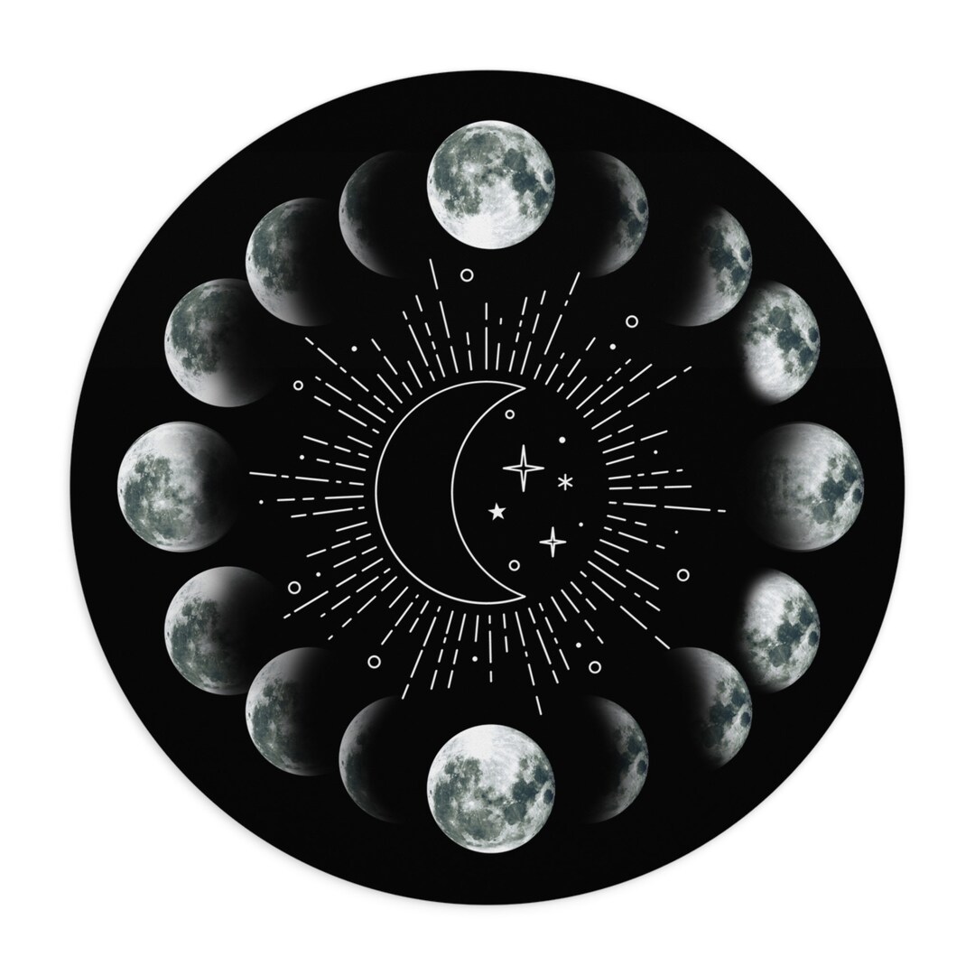 Moon Phases With Sun and Moon Graphic Black and White Mouse Pad ...