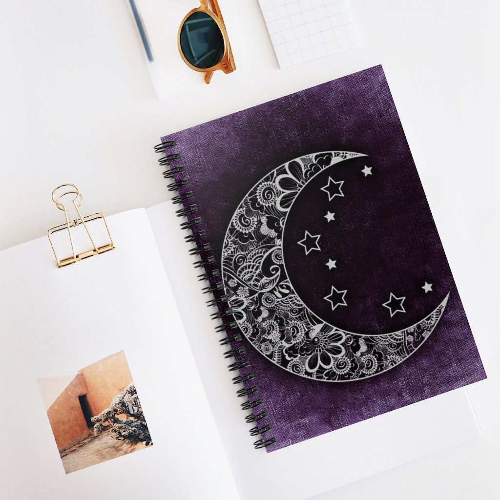 Moon and Stars Spiral Notebook Moon Journal Diary. 6 X | Etsy