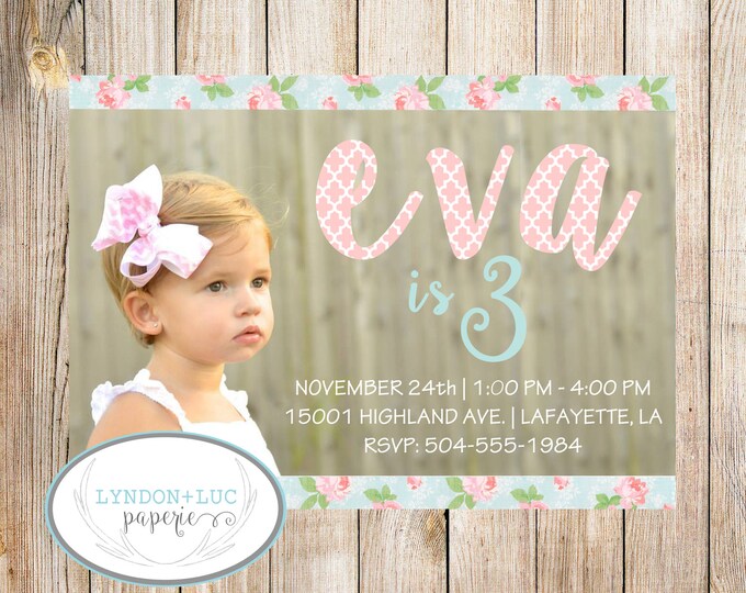 Eva is 3 Birthday Invitation - Etsy