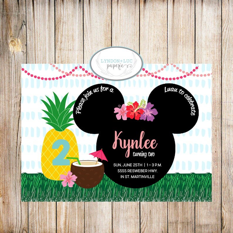 Minnie Mouse Luau Birthday Invitation - Etsy