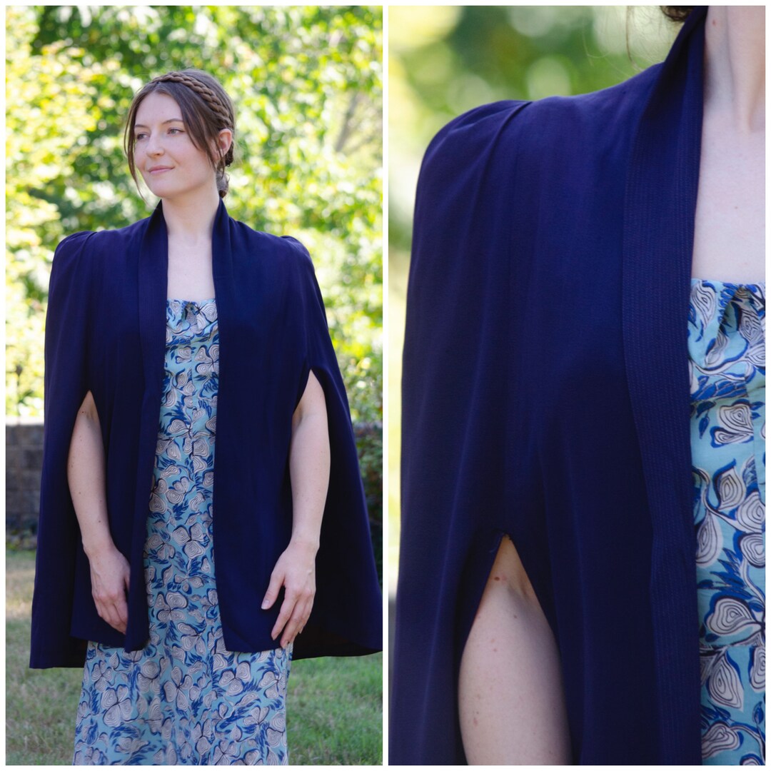 1930s Cape Stunning Late 1930s Rayon Navy Blue Cape One Size - Etsy
