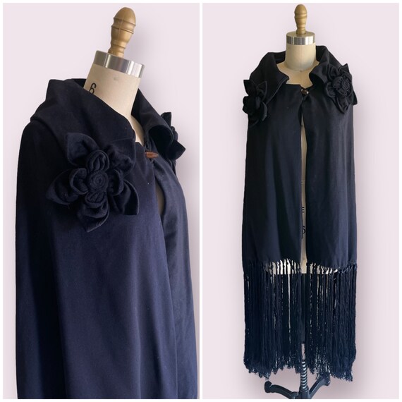 1910s Cape | 1910s 1920s Silk Wool Cape - Gem