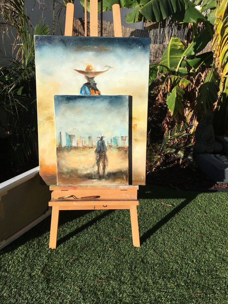 Cowboy Oil Painting Original Art. American Cowboy Riding - Etsy