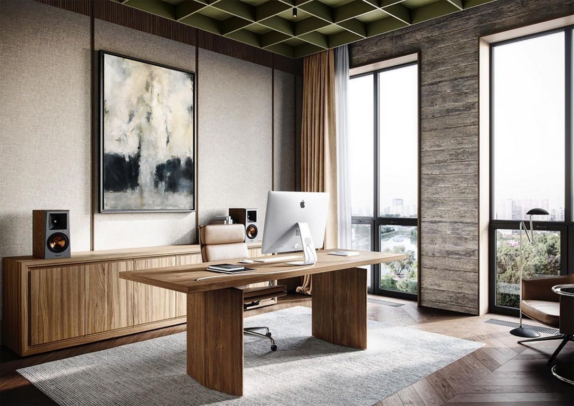 Contemporary Abstract Oil Painting, Office Modern Painting, Office Wall ...