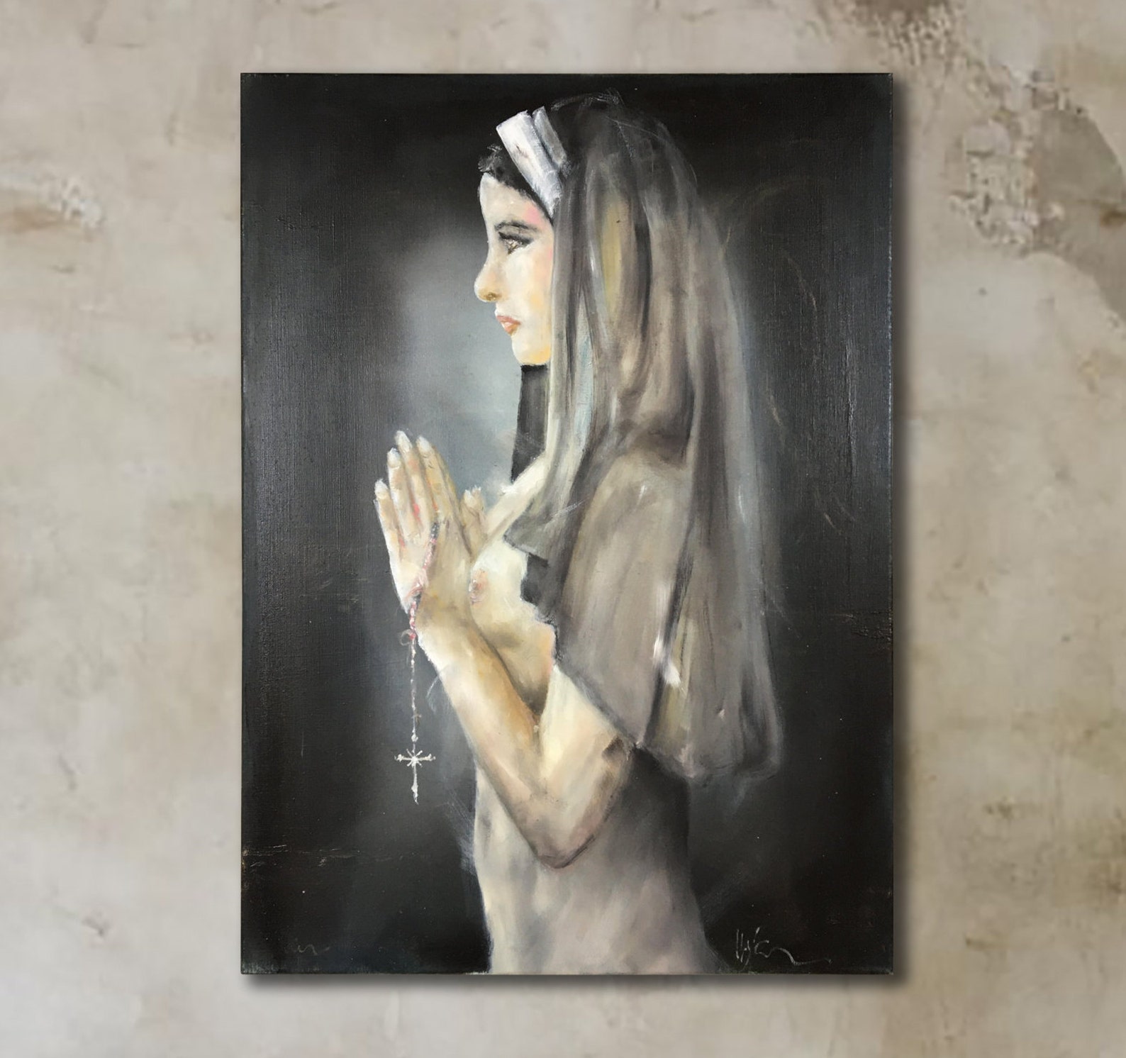 Nun Oil Painting on Canvas Religious Painting Monk Painting. | Etsy