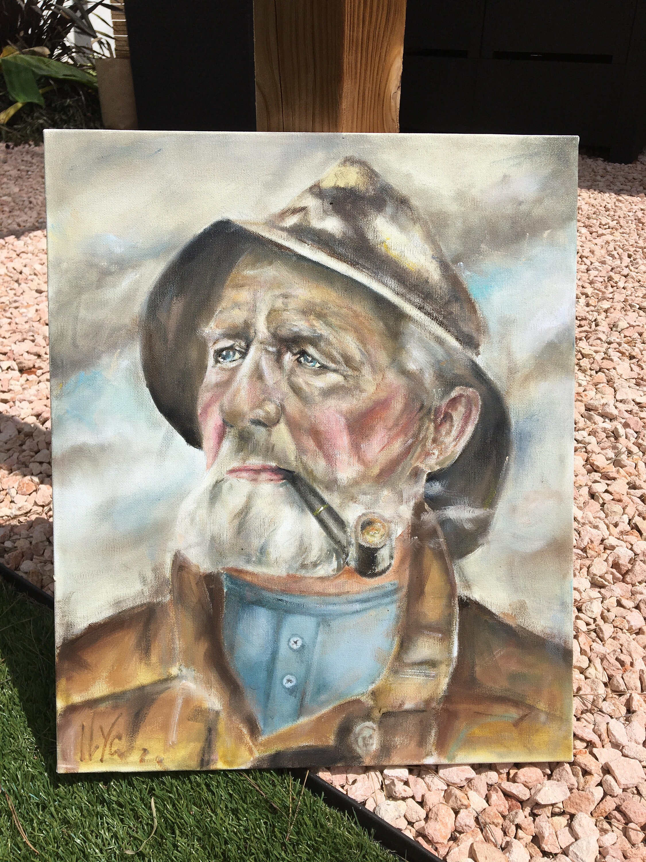 Ernest Hemingway Oil Painting on Canvas, the Old Man Realistic Handmade ...