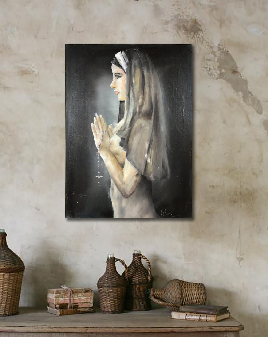 Nun Oil Painting on Canvas Religious Painting Monk Painting. | Etsy