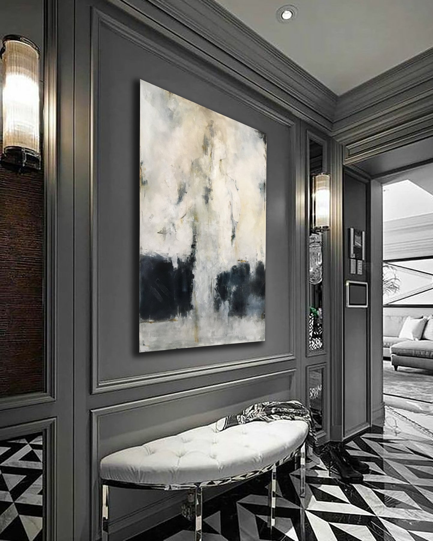 Contemporary Abstract Oil Painting, Office Modern Painting, Office Wall ...