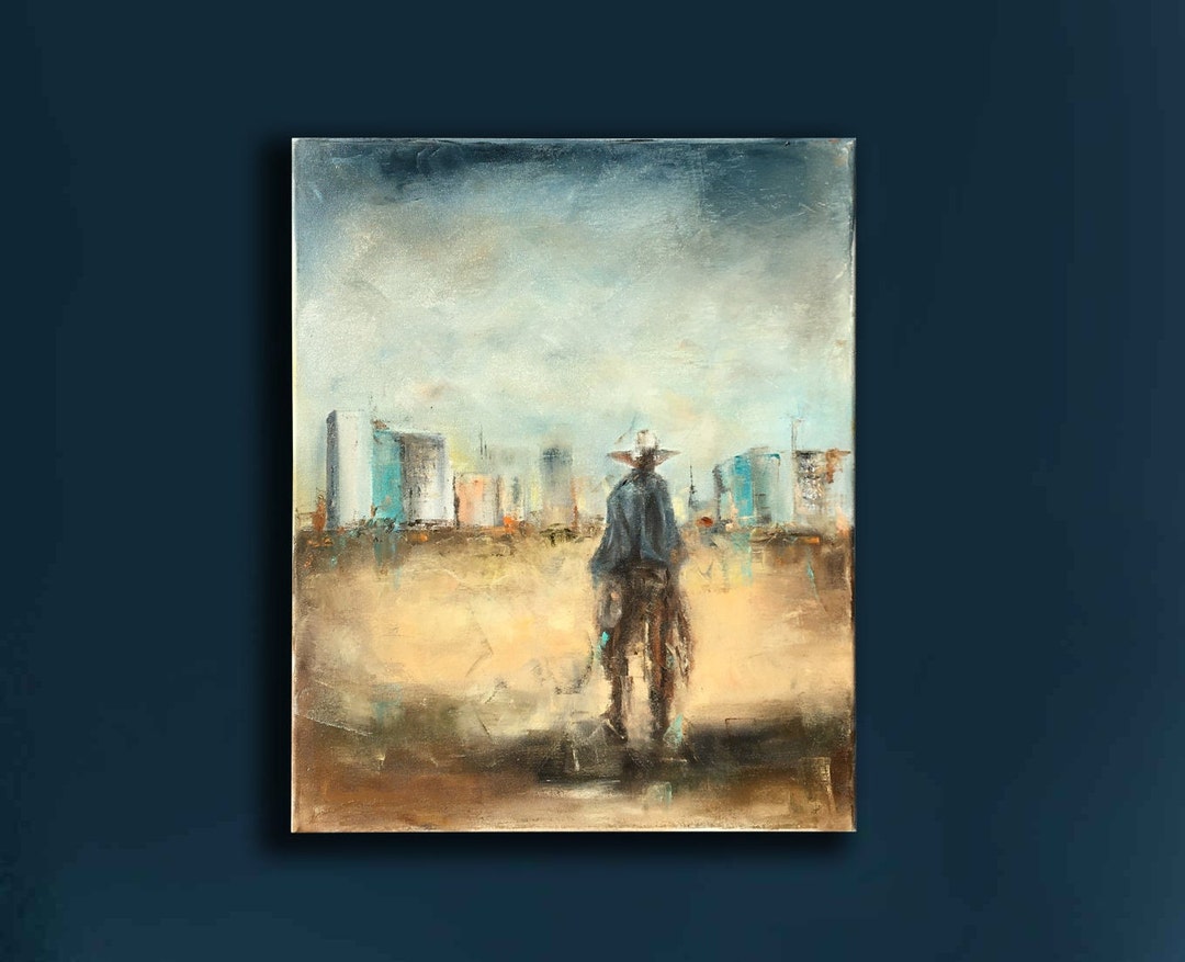 Cowboy Oil Painting Original Art. American Cowboy Riding - Etsy