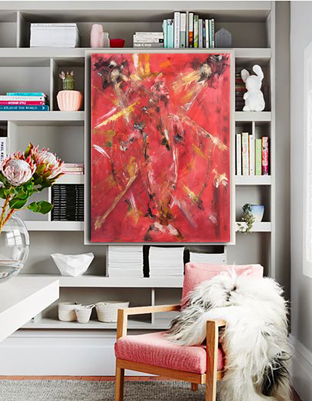 Big Red Abstract painting on Canvas Modern original | Etsy