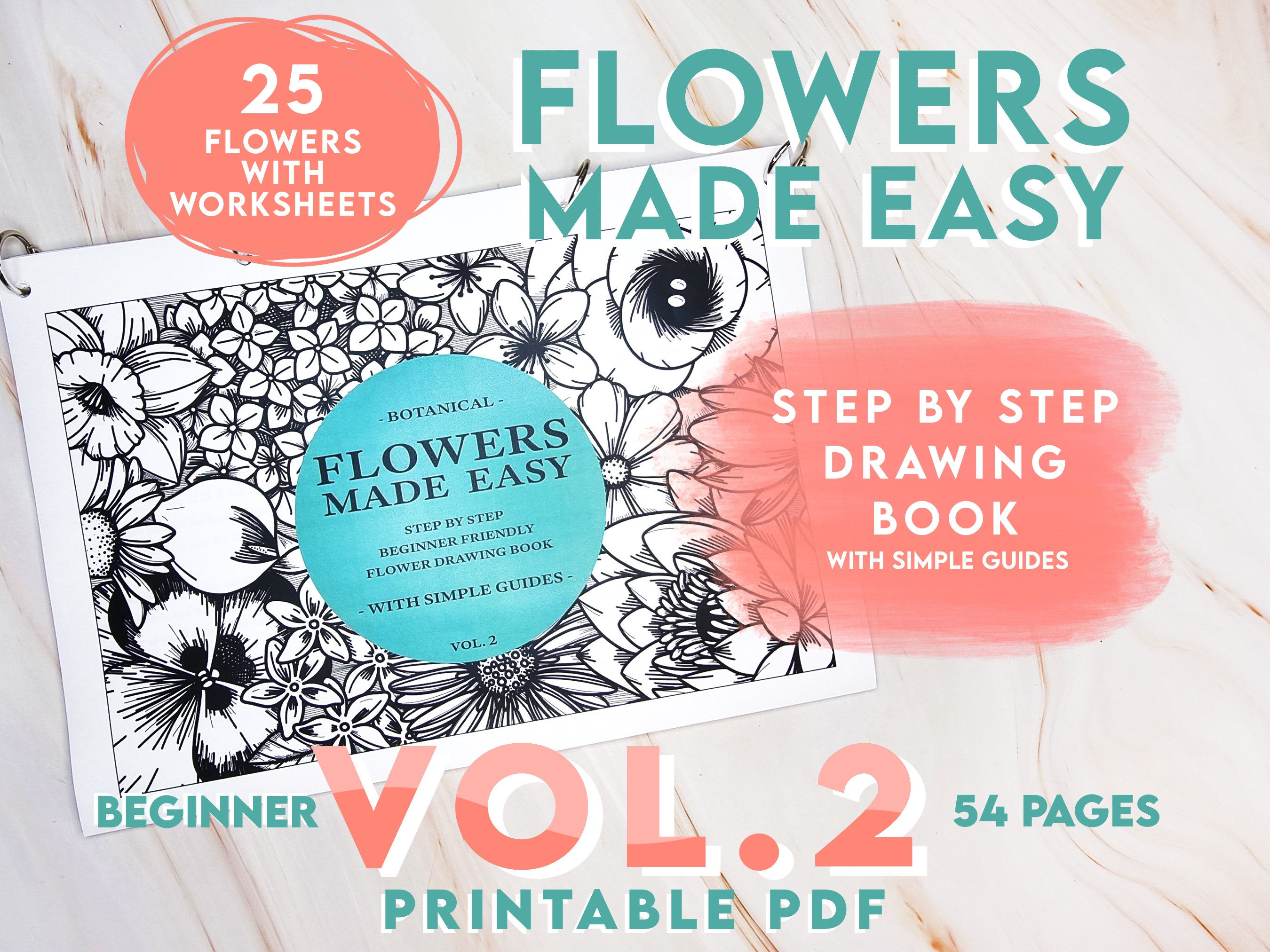 How to Draw Flowers Vol 2, Step-by-step Drawing Tutorials With Written ...