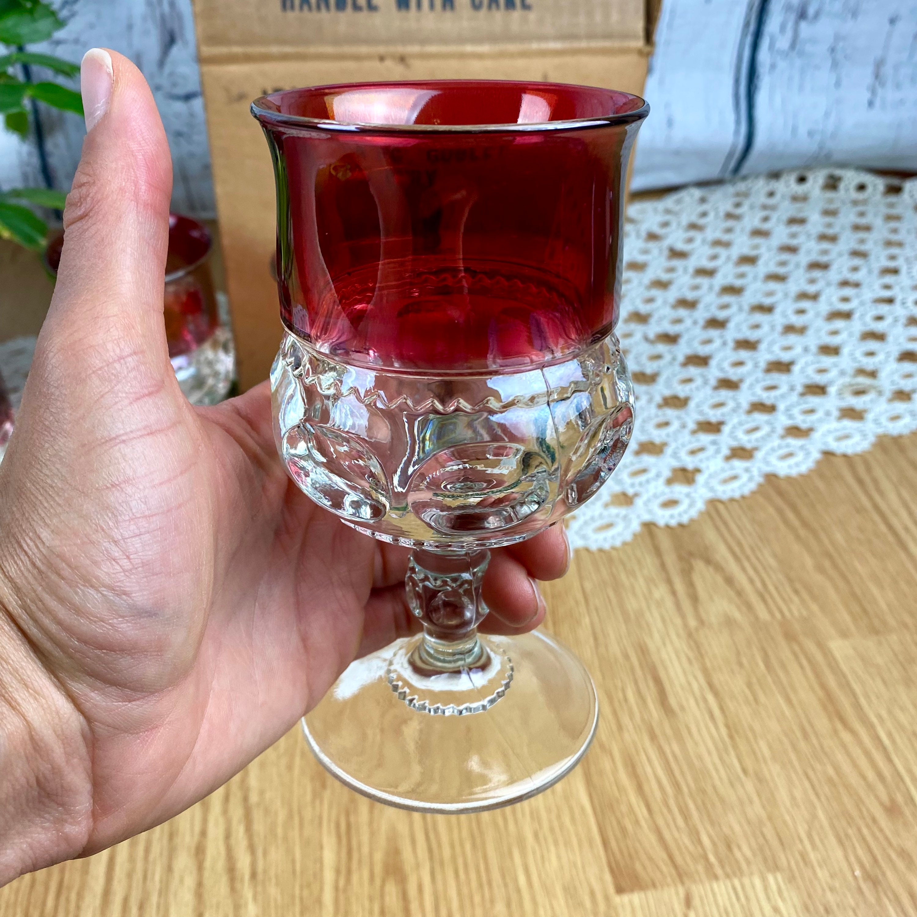Vintage Colony Ruby Goblets Kings Crown NOS Deadstock Set of 4 Six ...