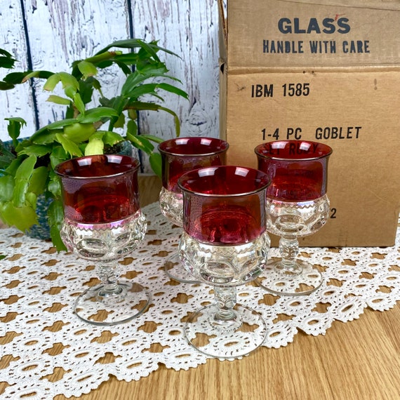 Vintage Colony Ruby Goblets Kings Crown NOS Deadstock Set of 4 - Etsy