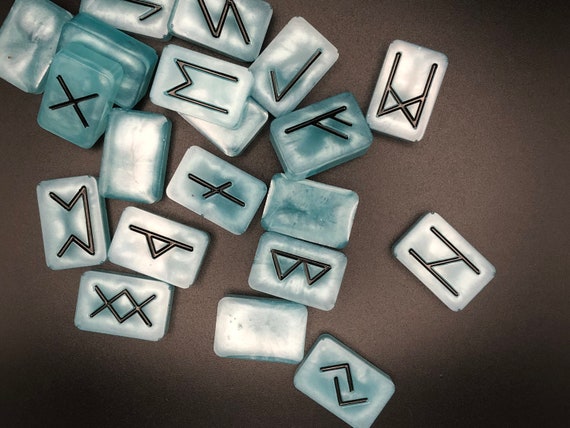Elder Futhark Resin Runes: Snow Lagoon Set - Etsy