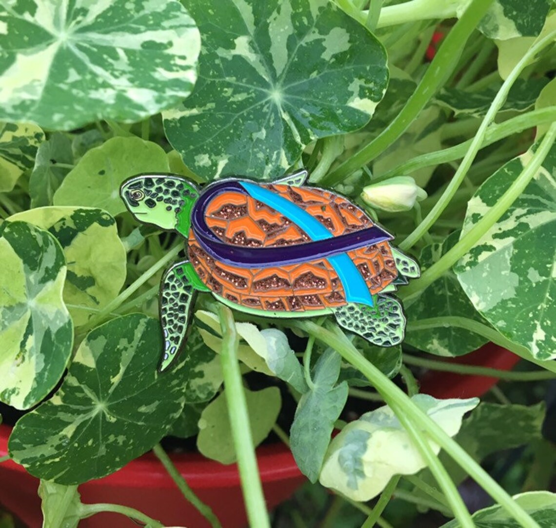 Sea Turtle Cancer Ribbon Pin Pancreatic Breast and Suicide - Etsy