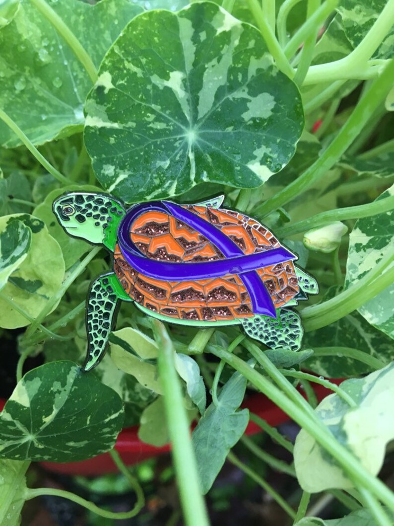 Sea Turtle Cancer Ribbon Pin Pancreatic, Breast and Suicide Awareness ...