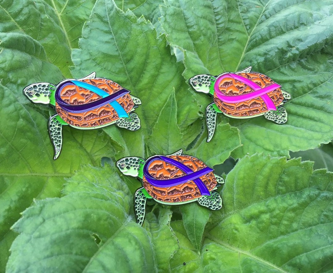 Sea Turtle Cancer Ribbon Pin - Pancreatic, Breast and Suicide Awareness ...