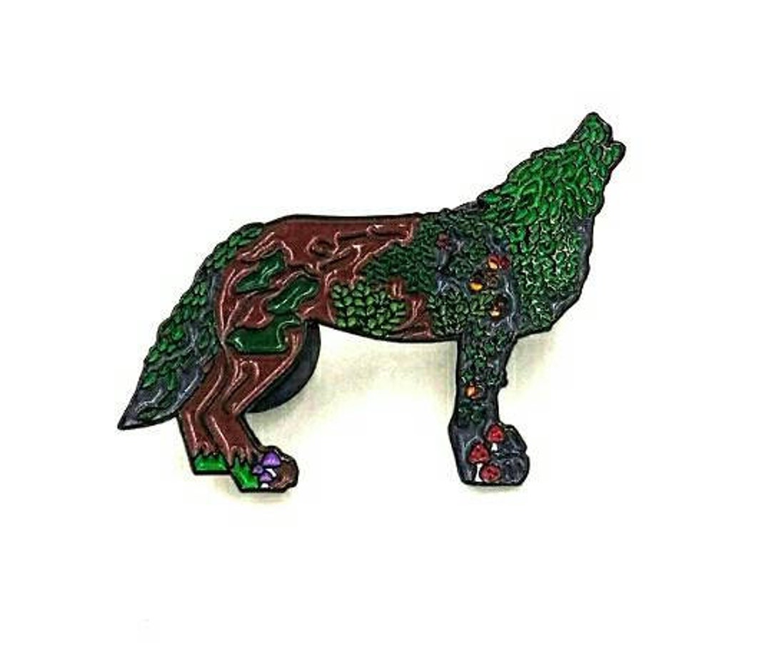 One With Nature Howling Wolf Pin - Etsy