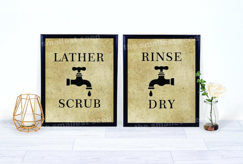 Rustic Farmhouse Restroom Sign Set Homebnc