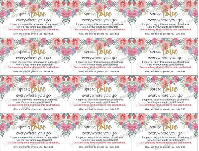 Random Acts Of Kindness Cards Pay It Forward Cards Etsy