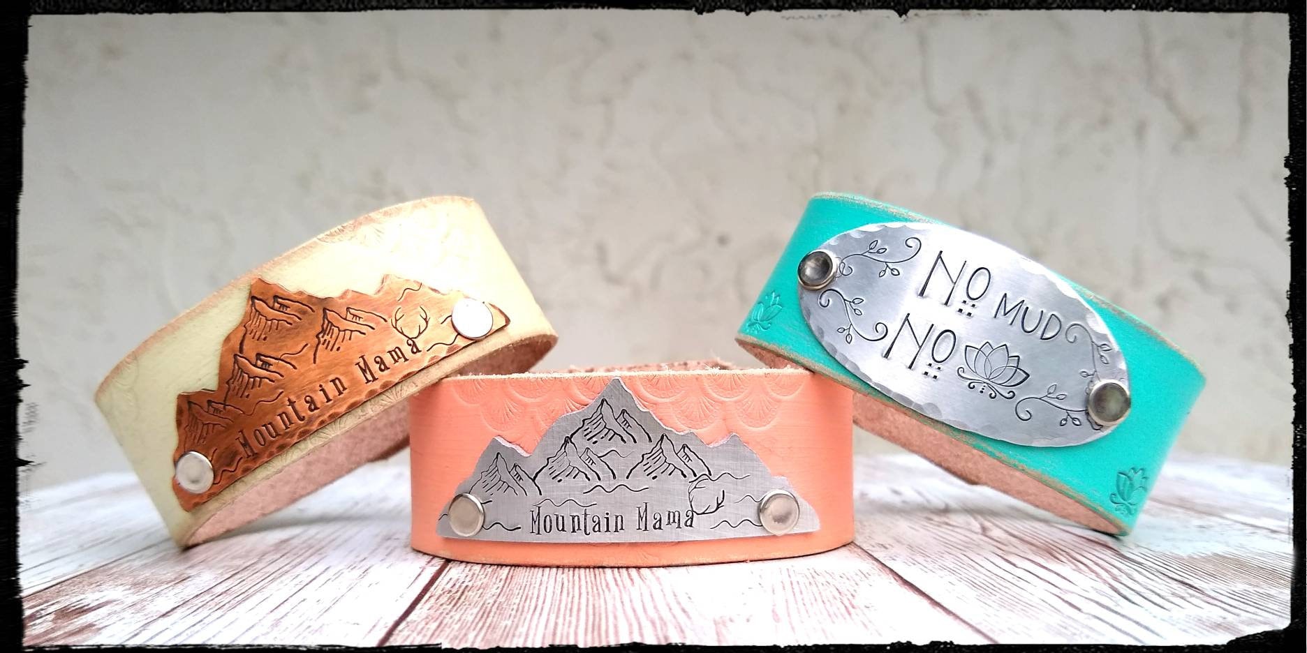 Painted Leather Cuffs III Hand Painted/distressed Leather | Etsy