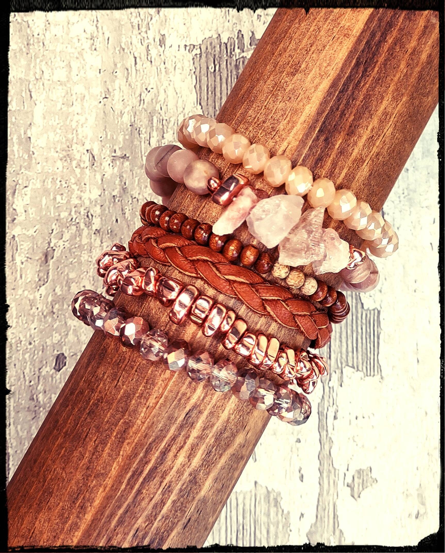 Bohemian Stack II Set of 5 Beaded Stretch Bracelets - Etsy