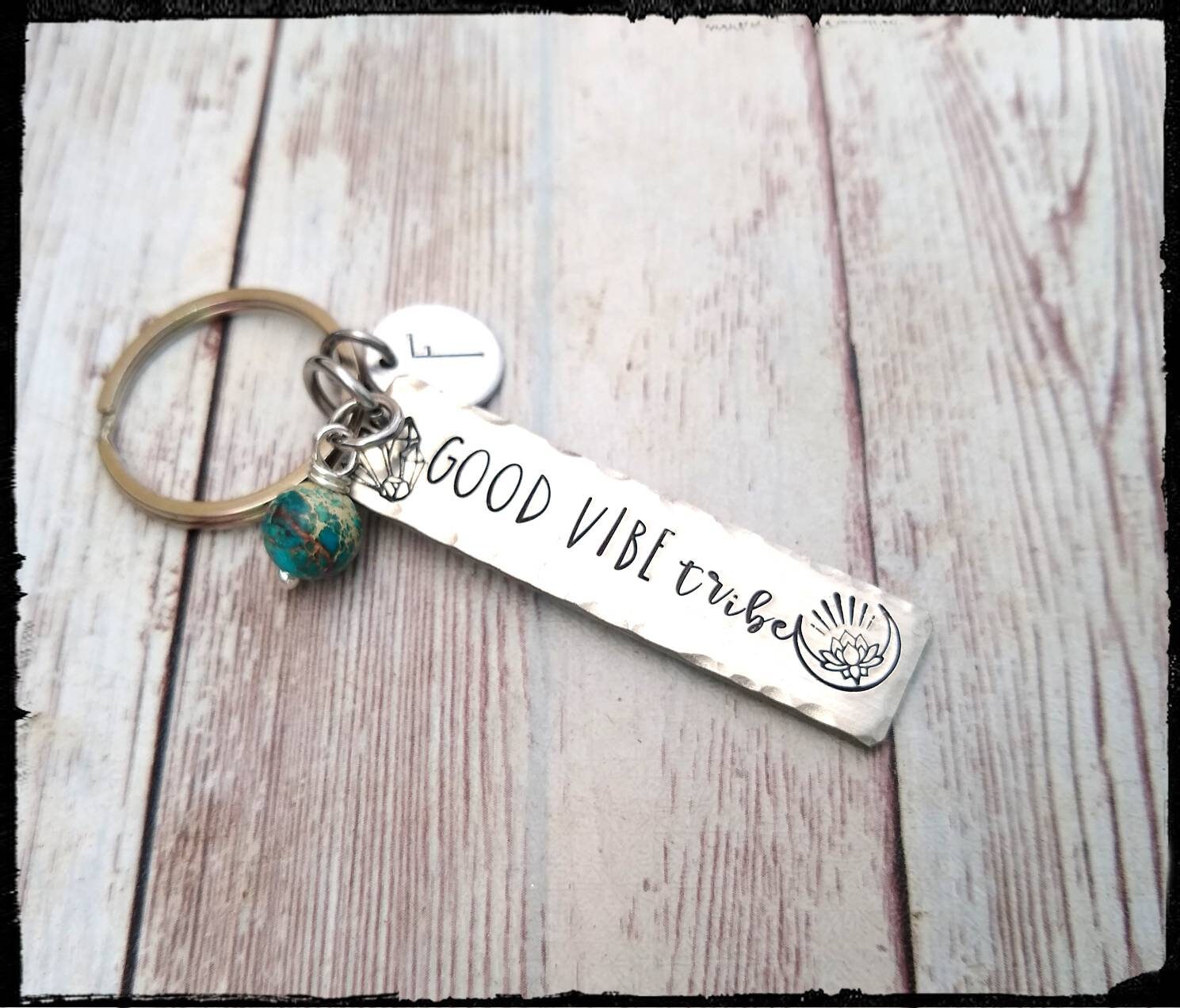Good Vibe Tribe Charm Keychain Hand Stamped & Hammered - Etsy