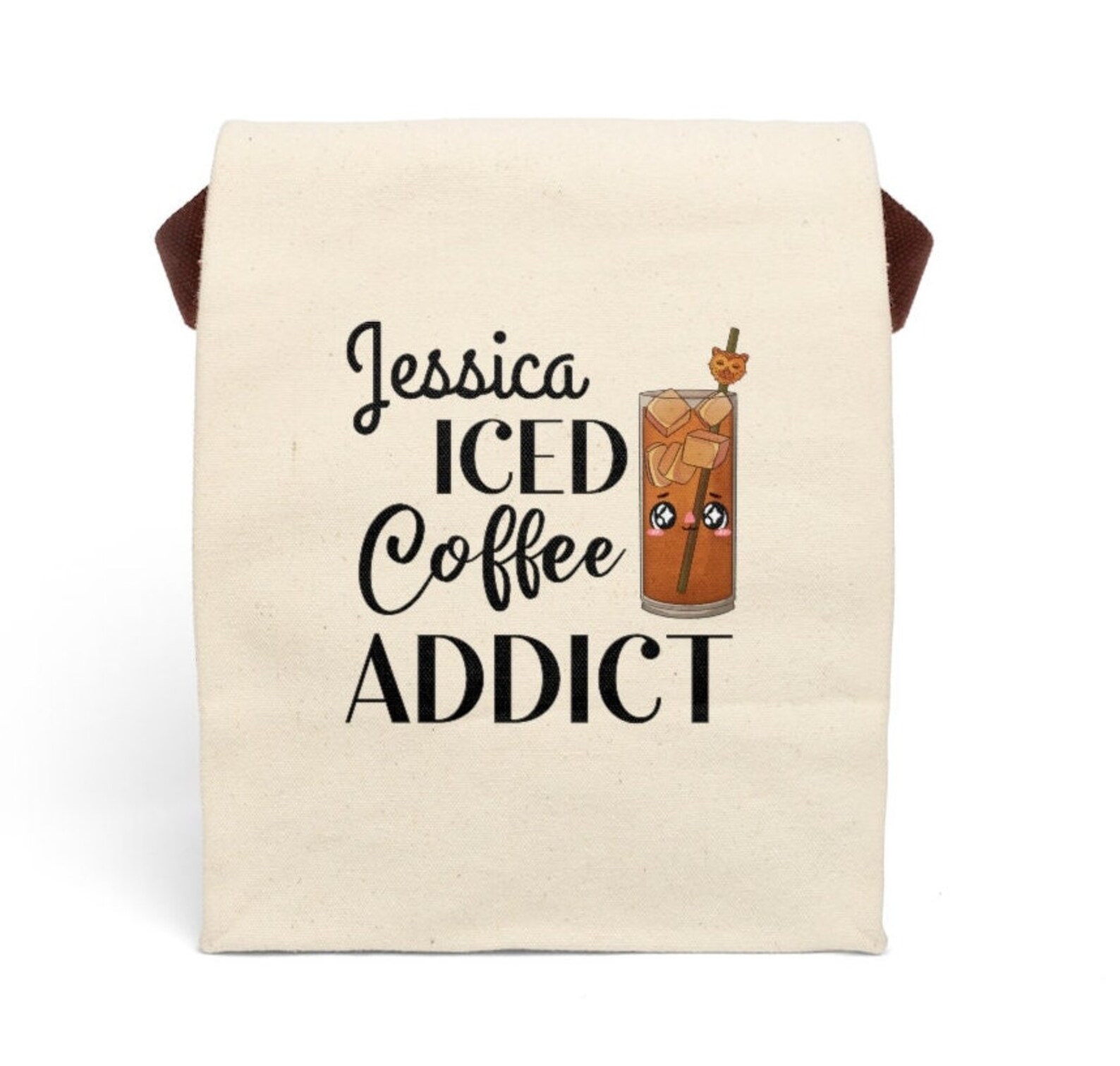 Custom Iced Coffee Addict Canvas Lunch Bag: Reusable Eco Tote - Etsy