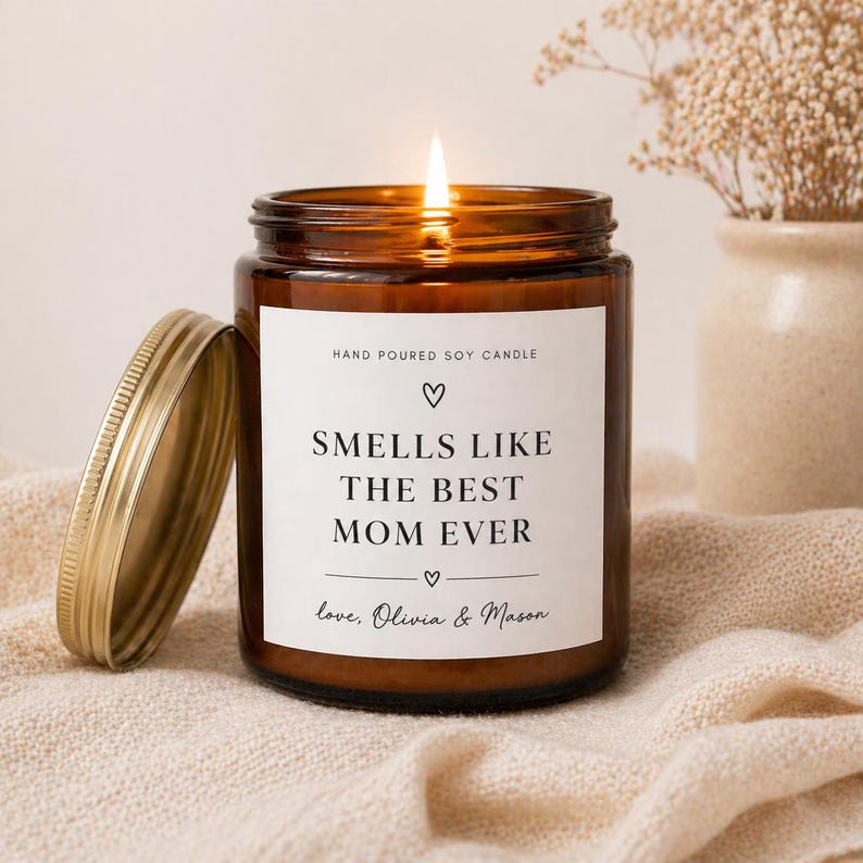 Personalized Label Soy Candle: Custom Amber Jar Candle, Natural Home ...