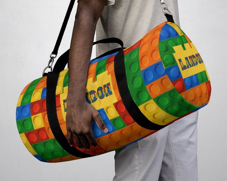 Personalized Building Block Duffel Bag: Oxford Canvas Travel Sack - Etsy