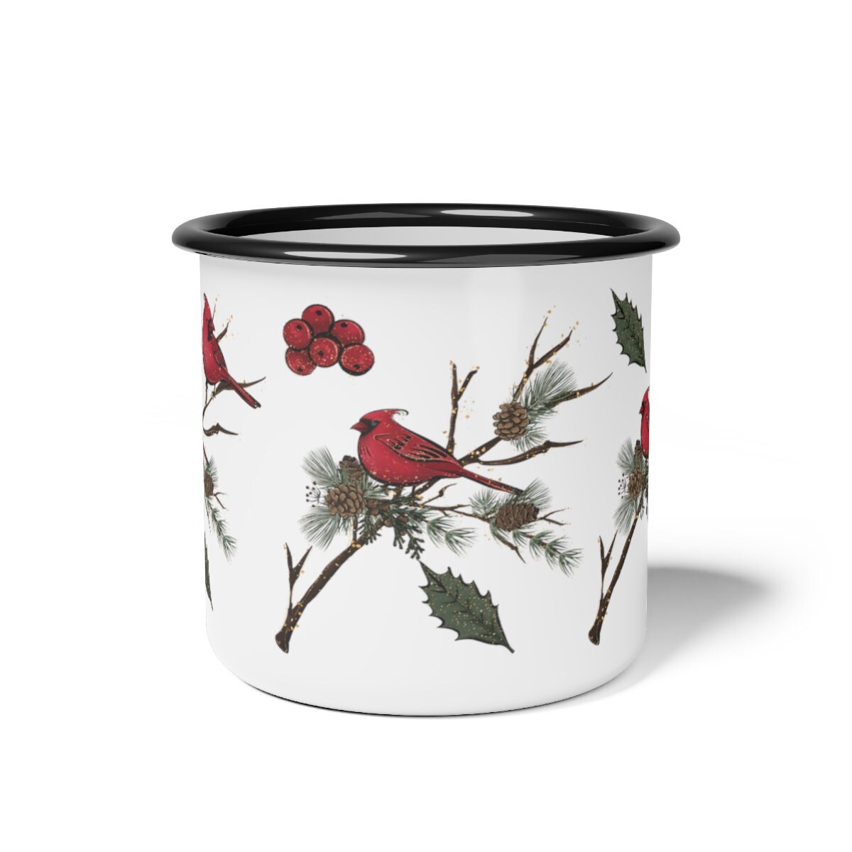 Cardinal Enamel Coffee Mug Campfire Mugs Home Decor Bird Lover Gift ...