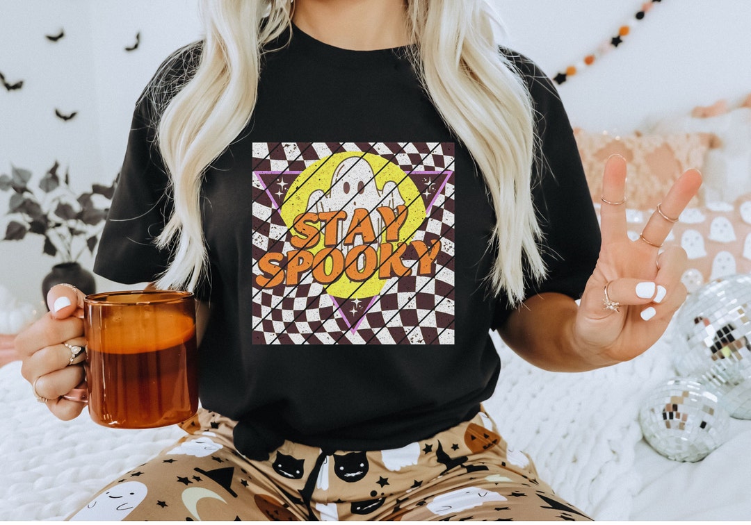 Retro Stay Spooky Ghost Tee Spooky Time Attire Trendy Halloween Tshirts ...