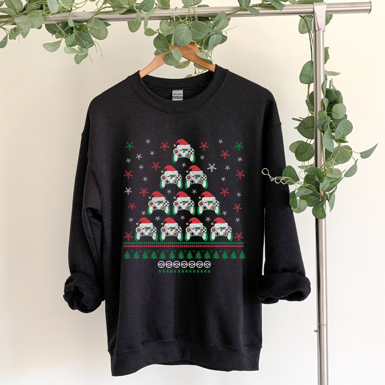 Game Controller Christmas Tree Sweatshirt, Funny Gamer Pullover - Etsy