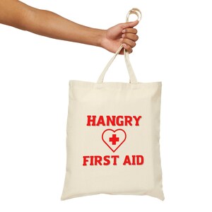Hangry First Aid Canvas Tote Bag Funny Snack Tote Bag Gift for Her ...