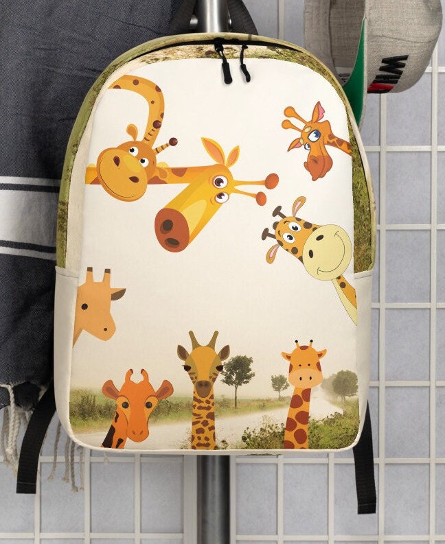 Giraffe Backpack Giraffes Kids Book Bag Safari Animal Print - Etsy