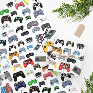 Video Game Wrapping Paper Gamer Gift Wrap Gaming Theme Birthday ...