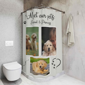 Pet Photo Shower Curtain Personalized Bathroom Decor Picture Pet ...