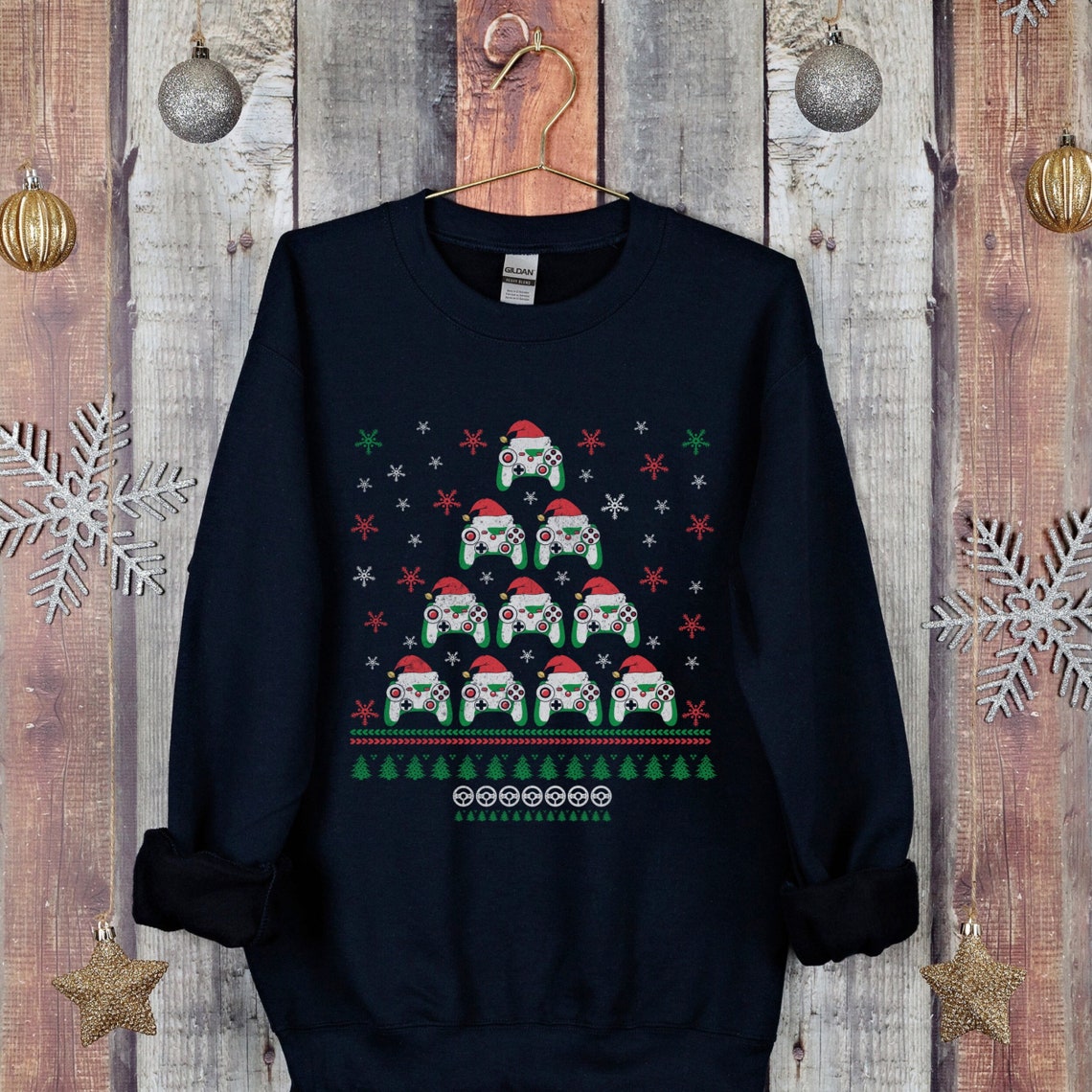 Game Controller Christmas Tree Sweatshirt, Funny Gamer Pullover - Etsy