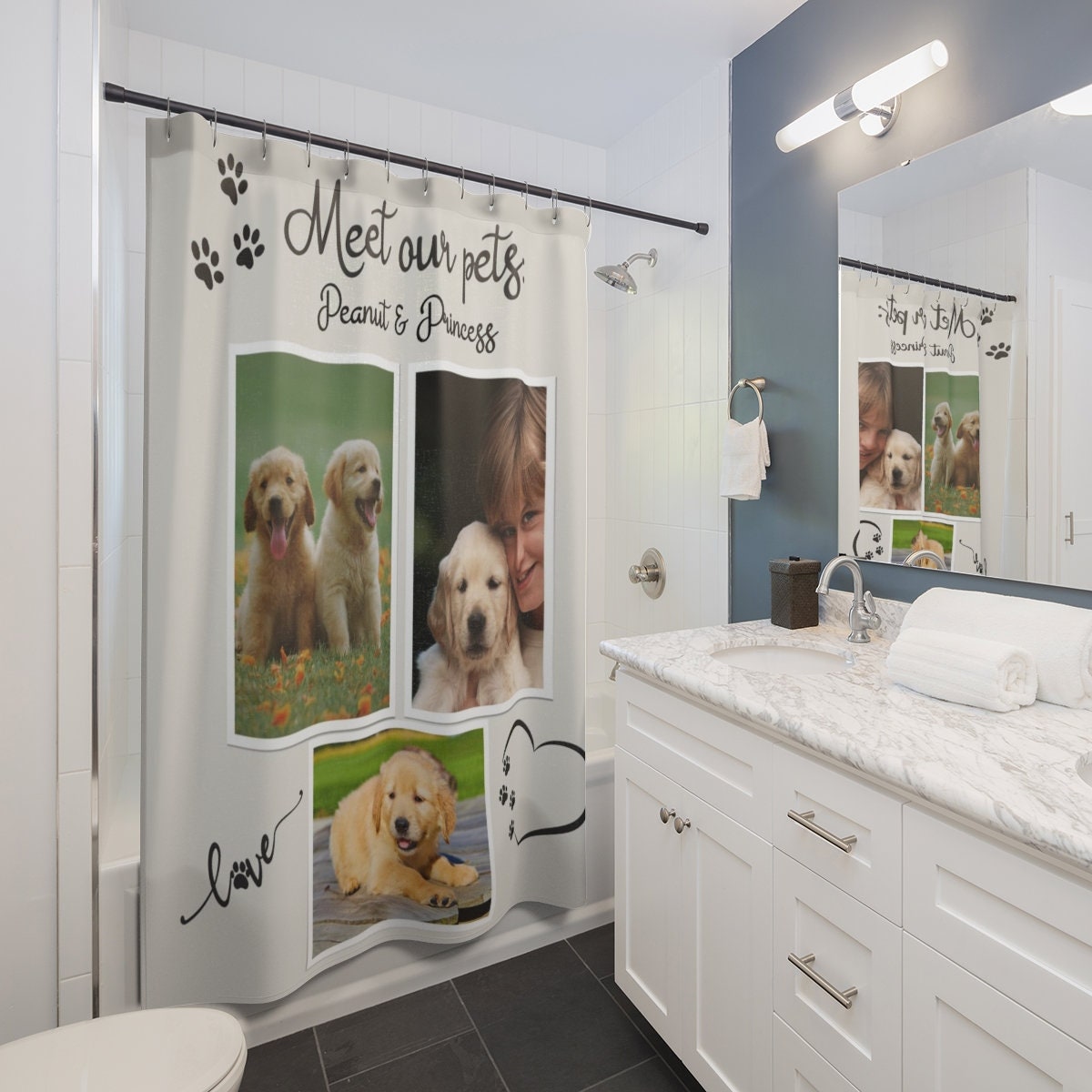 Pet Photo Shower Curtain Personalized Bathroom Decor Picture Pet ...