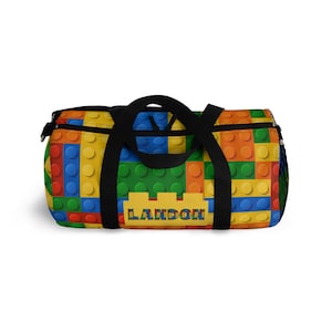 Personalized Building Block Duffel Bag: Oxford Canvas Travel Sack - Etsy